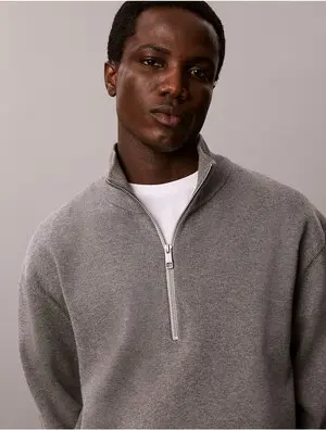 Calvin Klein Quarter Zip Tech Sweater - Grey Heather