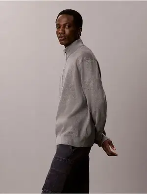 Calvin Klein Quarter Zip Tech Sweater - Grey Heather
