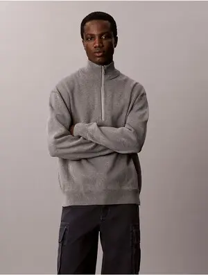 Calvin Klein Quarter Zip Tech Sweater - Grey Heather