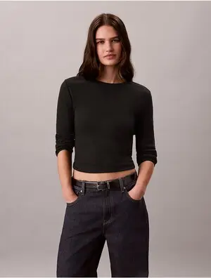 Calvin Klein Pointelle Knit Slim Tee - Black