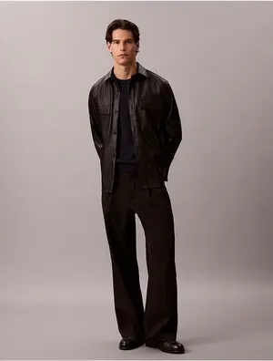 Calvin Klein Supima Cotton Double Collar Crewneck Sweater - Dark Sapphire