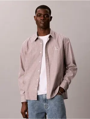 Calvin Klein Yarn-dyed Stripe Washed Poplin Relaxed Shirt - Iron