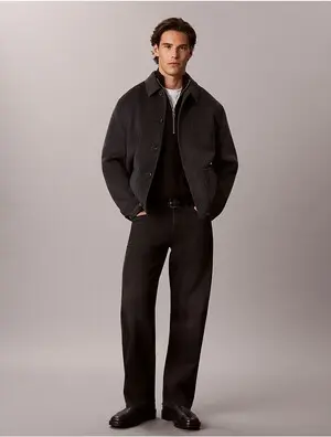 Calvin Klein Double-faced Wool Blend Reversible Chore Jacket - Olive Night