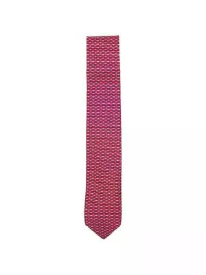 FERRAGAMO Geometric-print Neck Tie - Pink