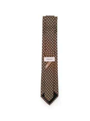 FERRAGAMO Animali Duck-print Tie - Brown