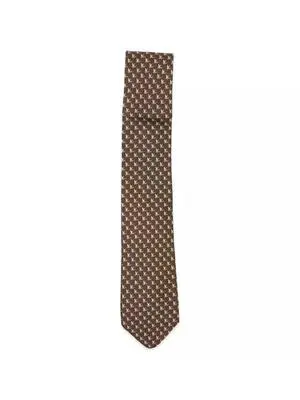 FERRAGAMO Animali Duck-print Tie - Brown