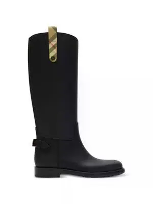 Burberry Cavalier Check-detail Boots - Black