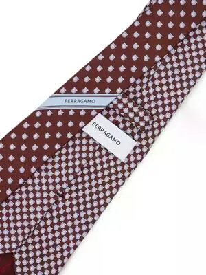 FERRAGAMO Gancini-print Tie - Brown