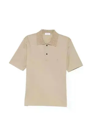 FERRAGAMO Knitted-collar Piqué Polo Shirt - Neutrals