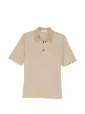 FERRAGAMO Knitted-collar Piqué Polo Shirt - Neutrals