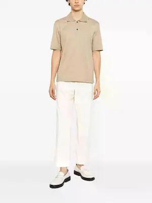 FERRAGAMO Knitted-collar Piqué Polo Shirt - Neutrals