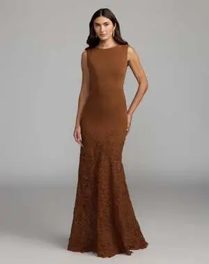 Mac Duggal Sleeveless Lace Mermaid Gown