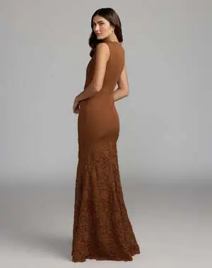 Mac Duggal Sleeveless Lace Mermaid Gown