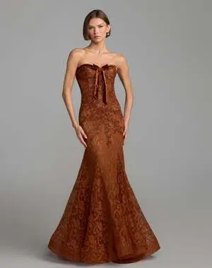 MAC DUGGAL COLLECTION Embroidered Lace Corset Mermaid Gown