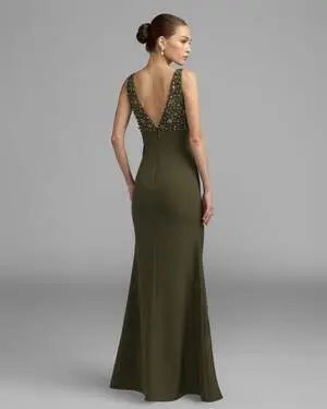 Mac Duggal Embellished Crepe Evening Gown