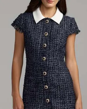 Mac Duggal Sequin Boucle Mini Dress