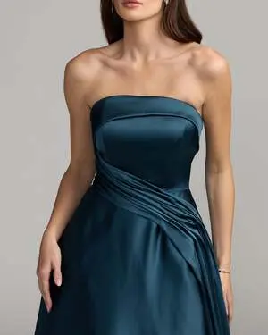 Mac Duggal Strapless Draped Satin Ball Gown