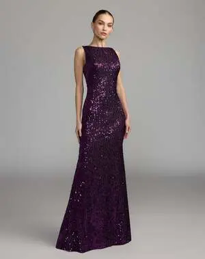 Mac Duggal Sequined Evening Gown