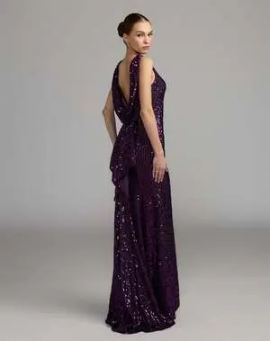 Mac Duggal Sequined Evening Gown