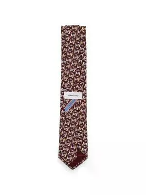 FERRAGAMO Animali Dog-print Tie - Red