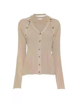 FERRAGAMO Ribbed-knit Cardigan - Neutrals