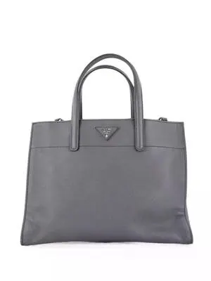 Prada Soft Triple Pocket Convertible Saffiano Leather Tote Bag - Grey