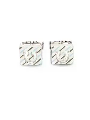 FERRAGAMO Gancini Guilloché Cufflinks - Silver