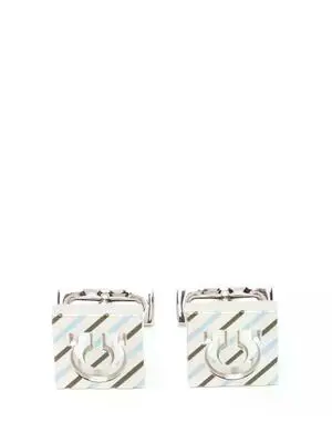 FERRAGAMO Gancini Guilloché Cufflinks - Silver