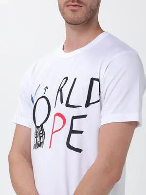 Comme Des Garçons Short-sleeved Cotton T-shirt With Slogan Print
