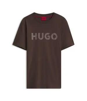 Hugo Logo-print T-shirt In Cotton Jersey - Brown