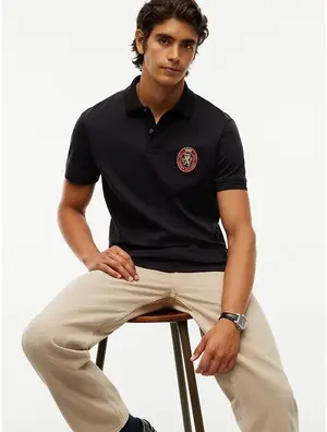 Tommy Hilfiger Regular Fit Crest Patch Interlock Polo - Black