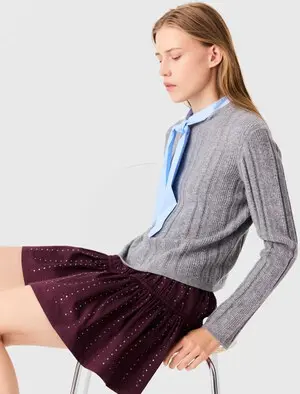 Maje Removable Poplin Collar Sweater