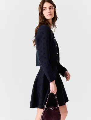 Maje Jacquard Cardigan With Sequins