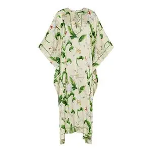 BELYED HANDCRAFT Camellia – Silk Crepe Kaftan Belyed - Green