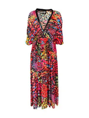 ANY OLD IRON Neon Animal Kaftan Dress - Black/red