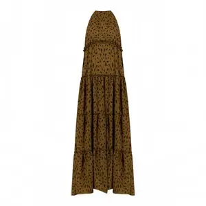 BELYED HANDCRAFT Loulou Crepe Halter Maxi Dress