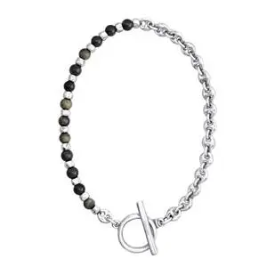 CORSO JEWELRY Bruna Silver Choker Obsidian - Black