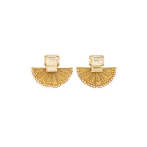 Saachi Crystal Fan Statement Earrings - Gold