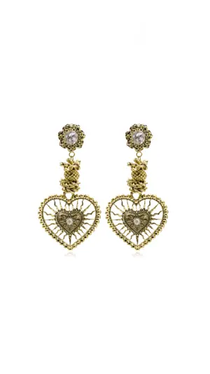 BAYEMEYC Corth Heart Dangle Earrings - Gold