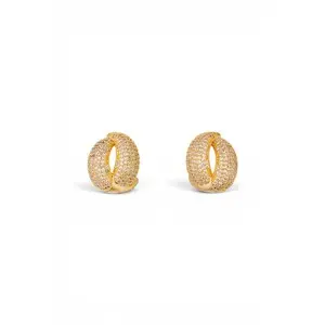 Saachi Pavé Twist Huggie Earrings - Gold