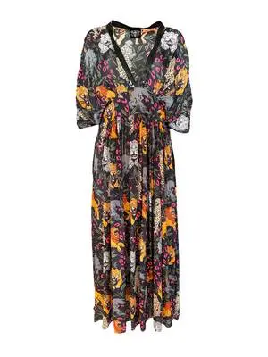 ANY OLD IRON Green / Black Multicolor Big Cats Kaftan Dress - Green/black