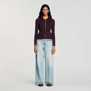 Sandro Cardigan With Floral Collar