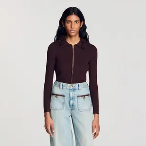 Sandro Cardigan With Floral Collar