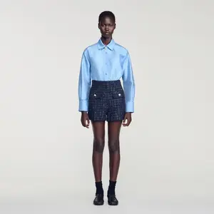 Sandro High-waisted Fancy Tweed Shorts