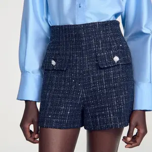 Sandro High-waisted Fancy Tweed Shorts