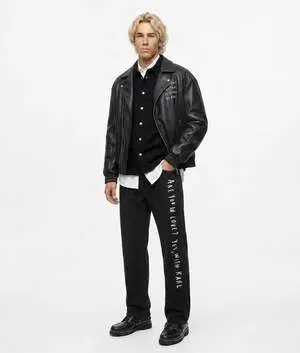Karl Lagerfeld Faux Leather Bomber Jacket