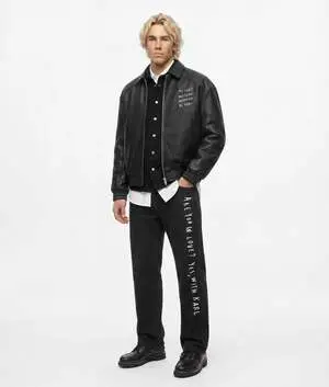 Karl Lagerfeld Faux Leather Bomber Jacket