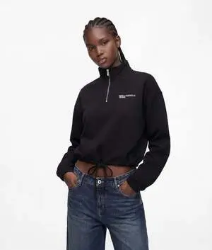 KL JEANS Jeans Half-zip Drawcord Hem Sweatshirt - Black