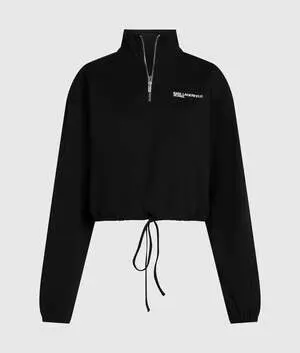 Karl Lagerfeld Half-zip Drawcord Hem Sweatshirt - Black