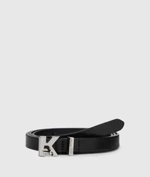 KL JEANS Logo Leather Belt - Black